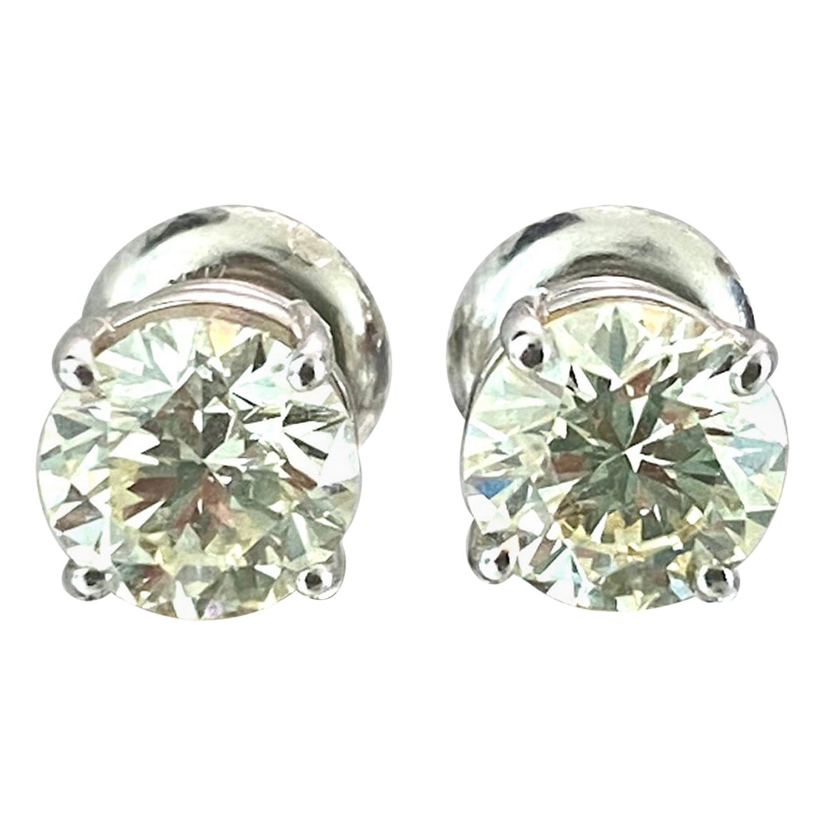 GIA Certified Diamond Studs 1.04 Carat Set in 14k Yg Setting with Screw ...