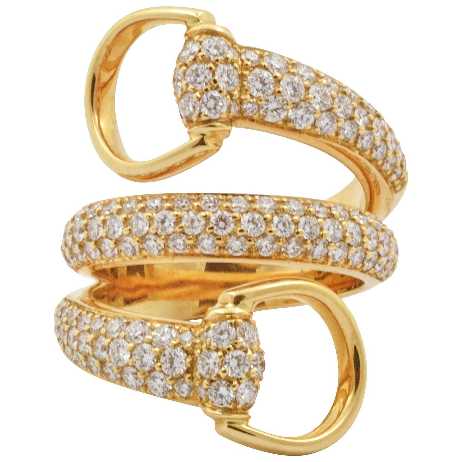 Gucci Diamond Gold Horse Bit Ring at 1stdibs Gucci Diamond Gold Horse Bit Ring at 1stdibs