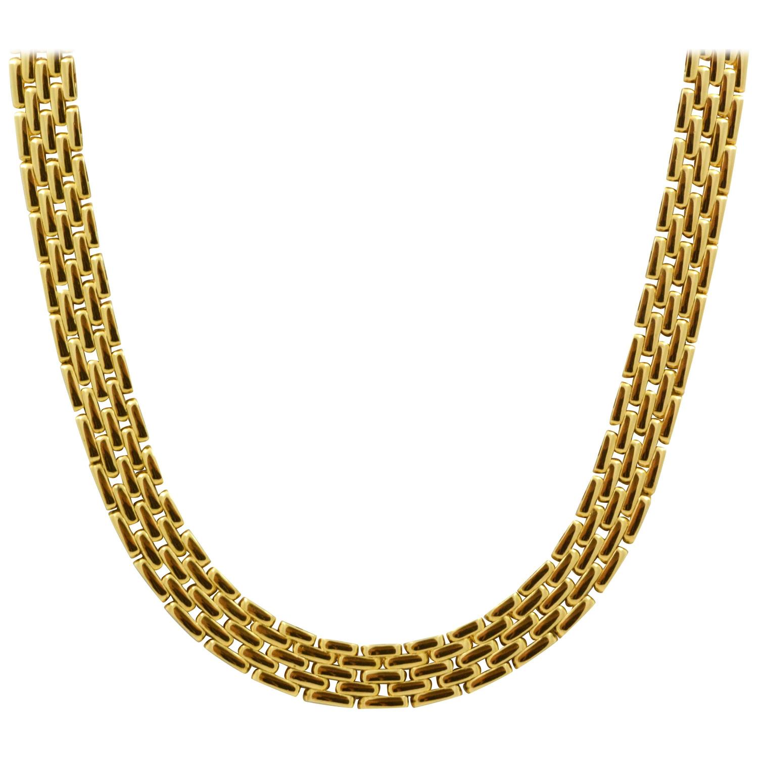 Gold Brick Style 16.5 Inch Link Necklace at 1stdibs