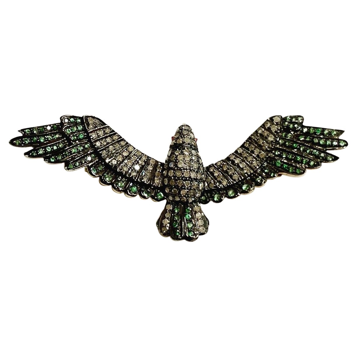 Victorian Bird Brooch Rose-Cut Diamonds Pearls Ruby Gold Silver For ...