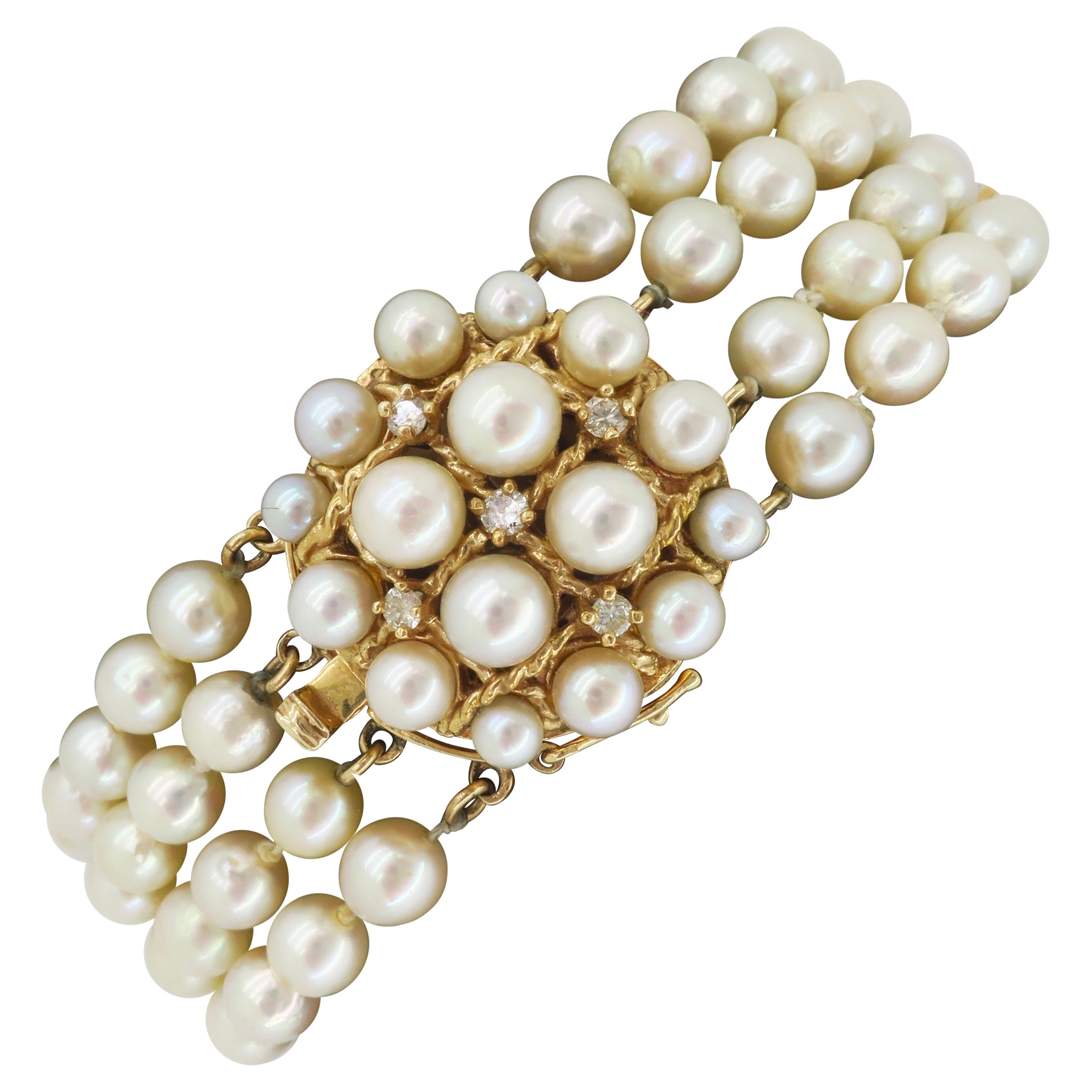 Ruser Pearl and Diamond Bracelet at 1stDibs