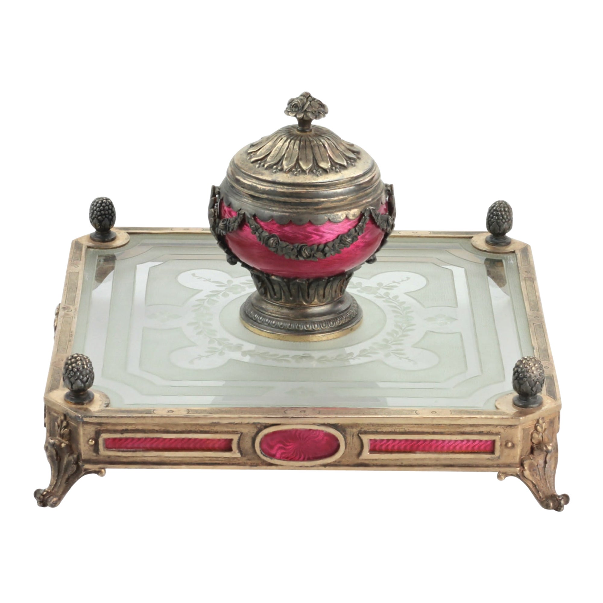 Faberge Silver Enamel Marble Inkwell 1910s at 1stDibs | silver zeppelin ...