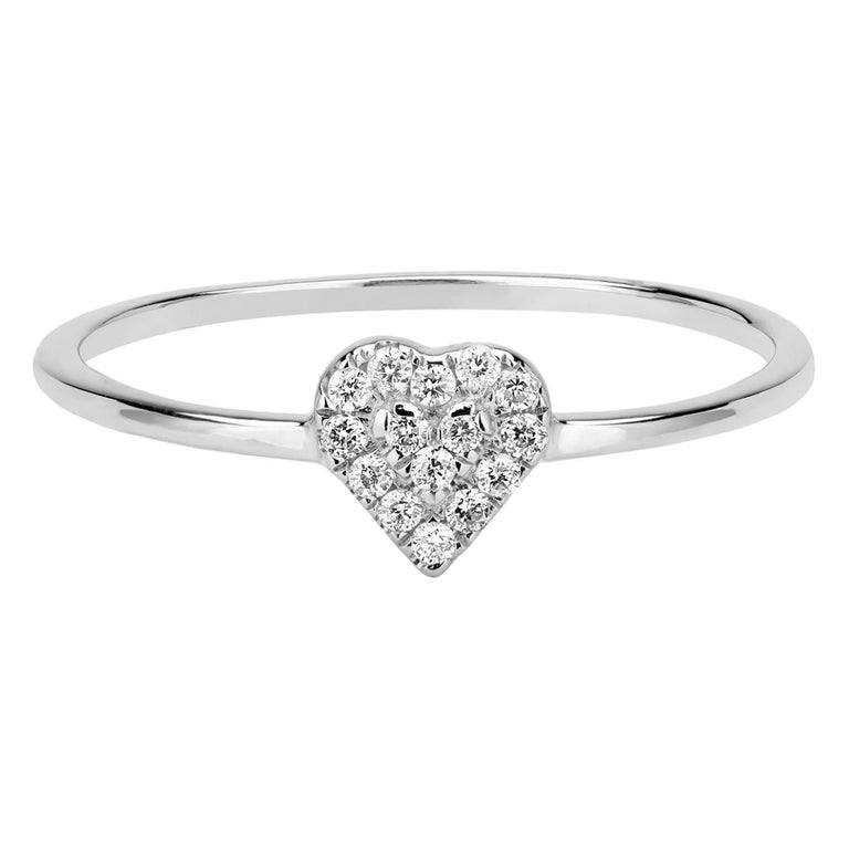 Luxle Diamond Heart Ring in 18k White Gold For Sale at 1stDibs