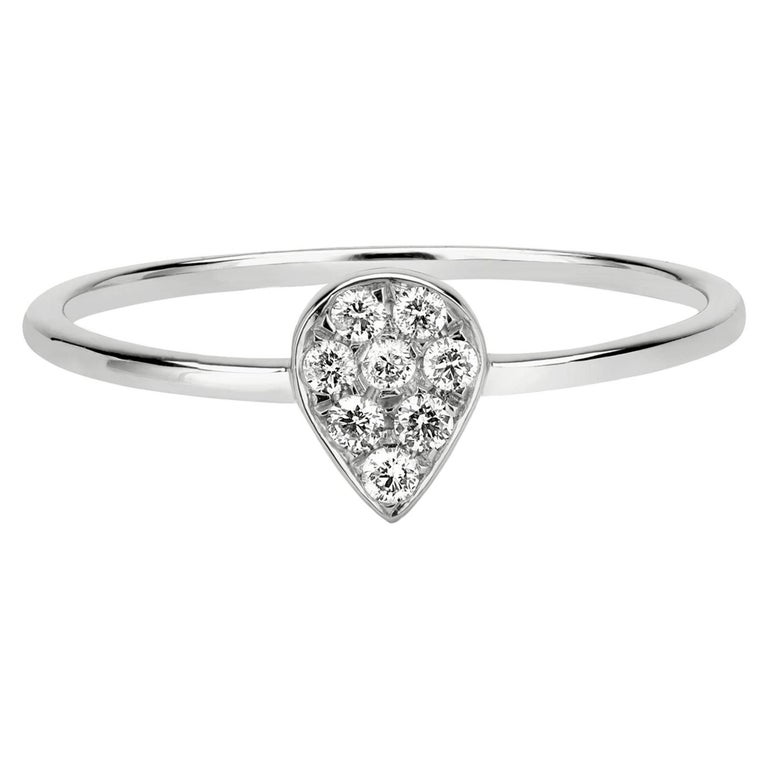 Luxle Diamond Teardrop Ring in 18k White Gold For Sale at 1stDibs