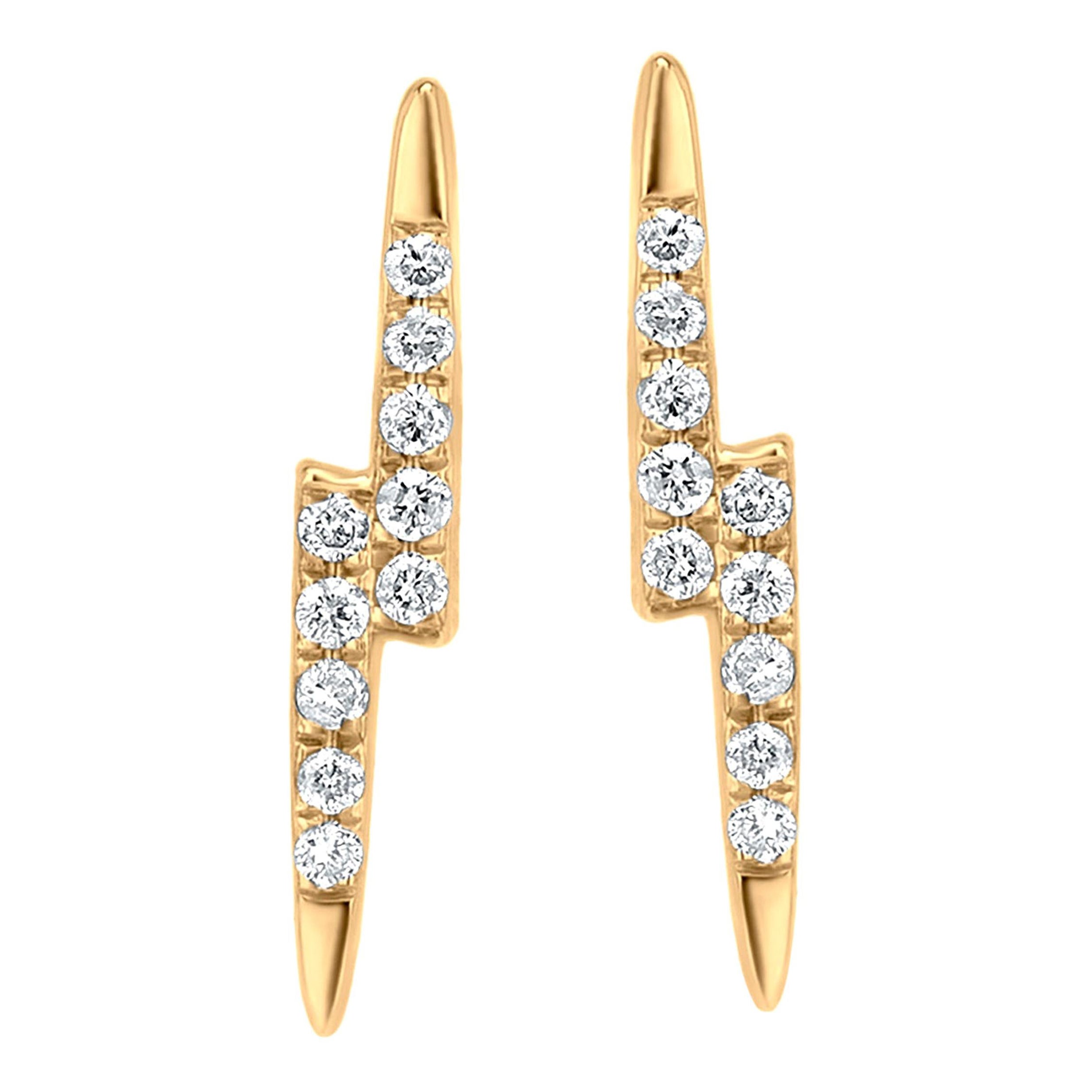 Lightning Bolt Gold Diamond Earring at 1stDibs | lightning bolt stud ...