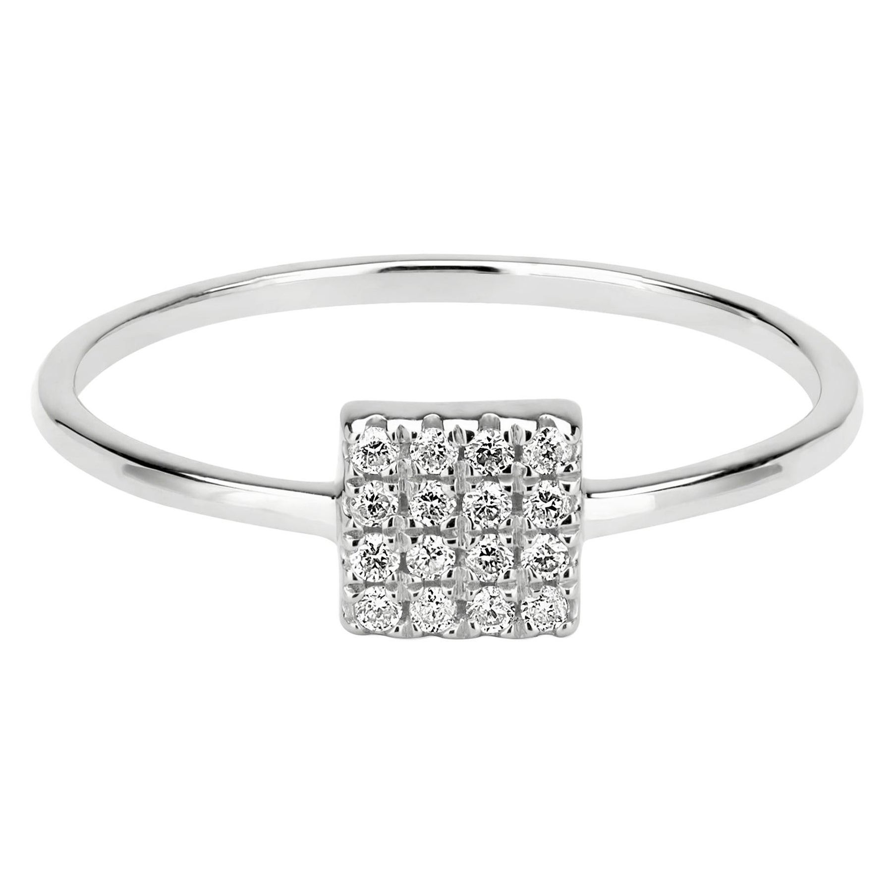 Diamond Square Rock Crystal Gold Ring For Sale at 1stDibs