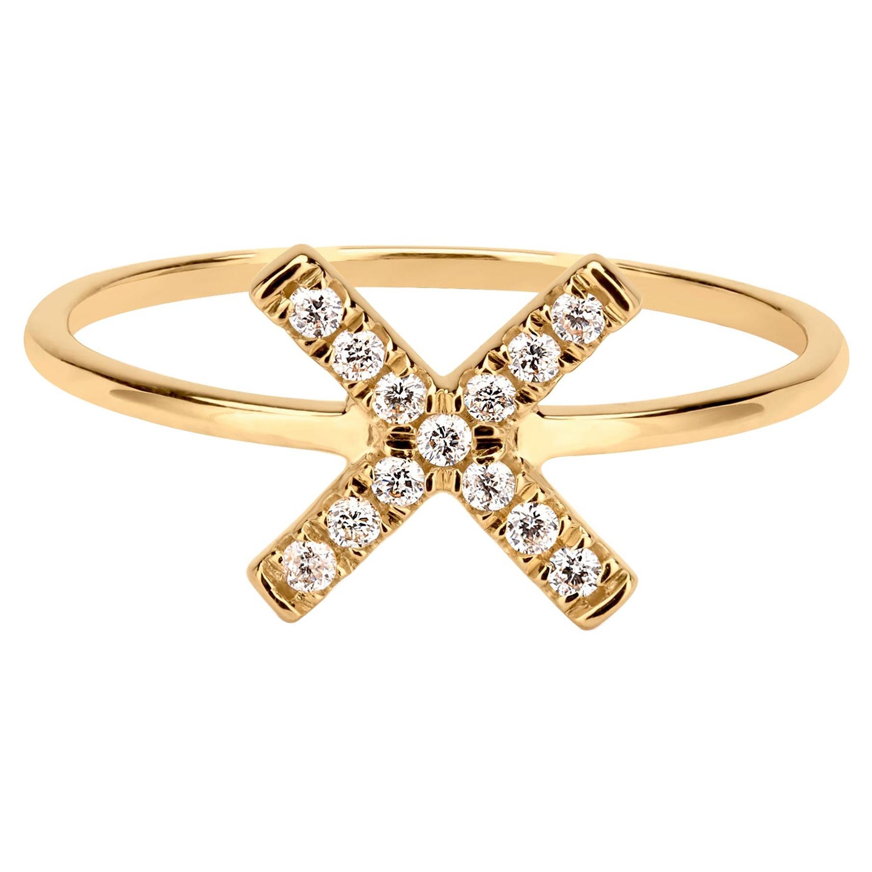 Luxle Diamond Crown Ring in 18k Yellow Gold For Sale at 1stDibs