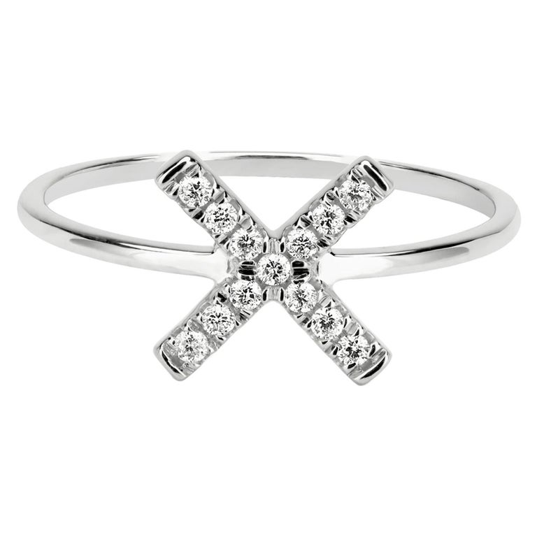 Luxle Diamond X Ring in 18k White Gold For Sale at 1stDibs