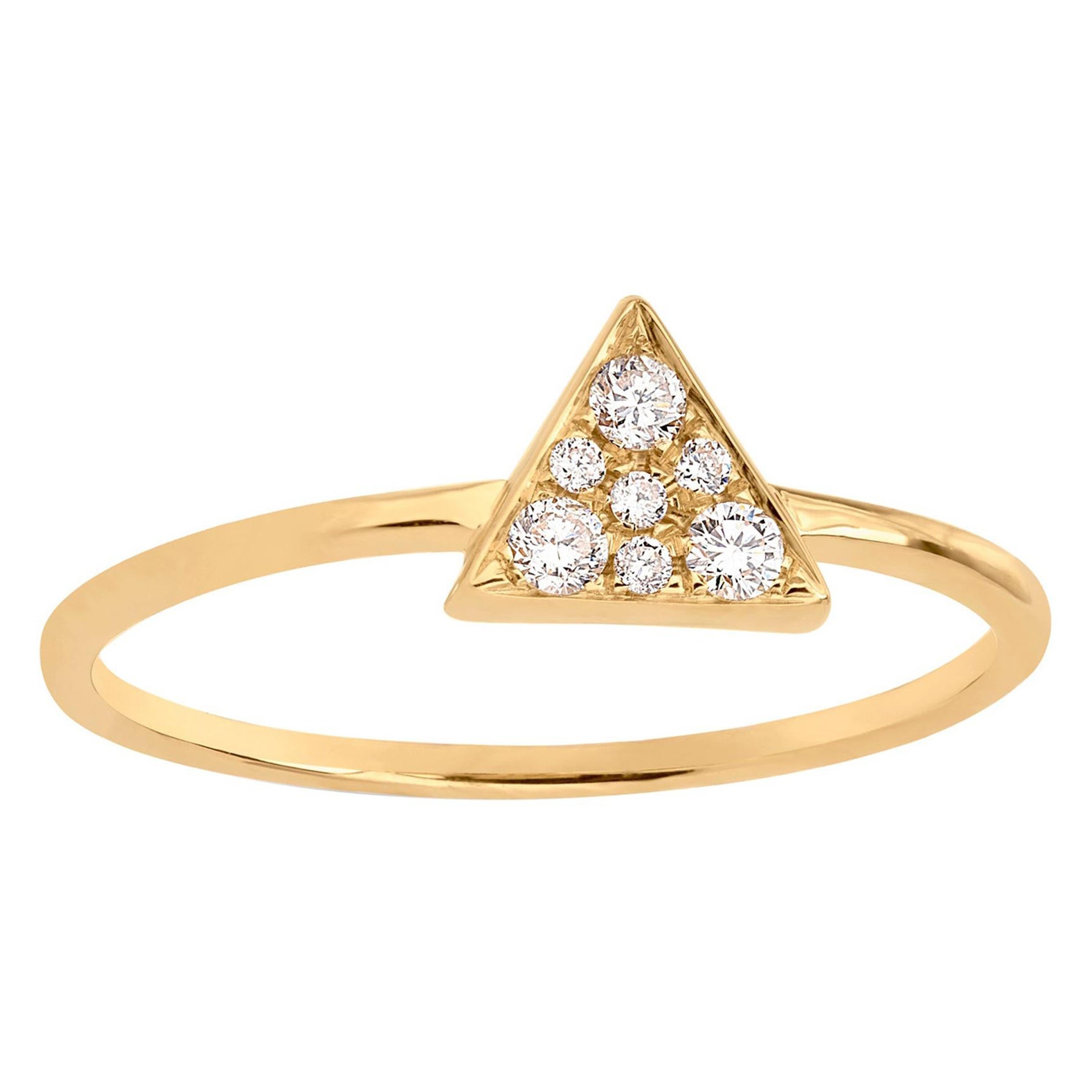 Luxle Diamond Triangle Ring in 18k Yellow Gold For Sale at 1stDibs