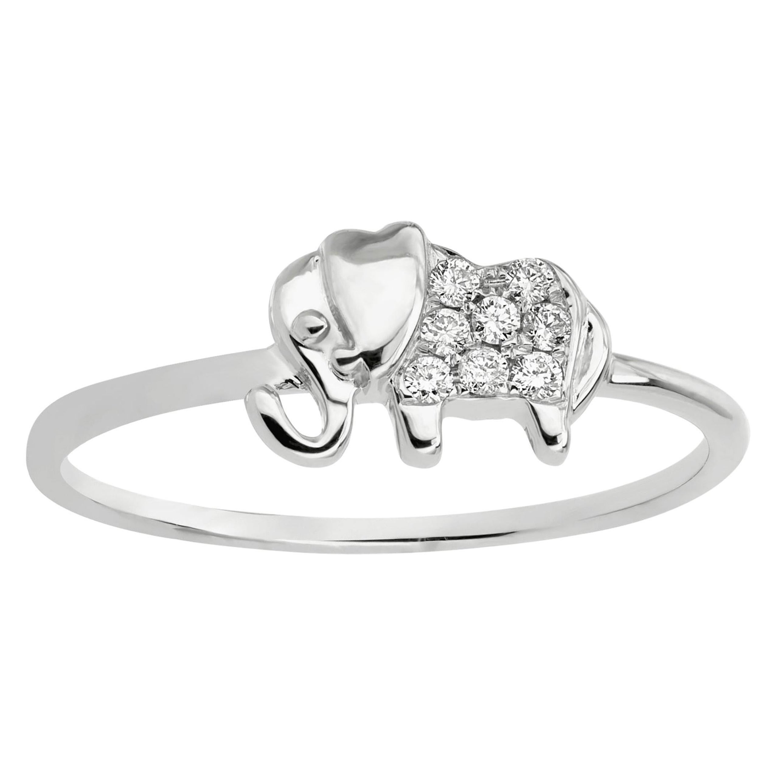 Luxle Diamond Elephant Ring in 18k Yellow Gold For Sale at 1stDibs