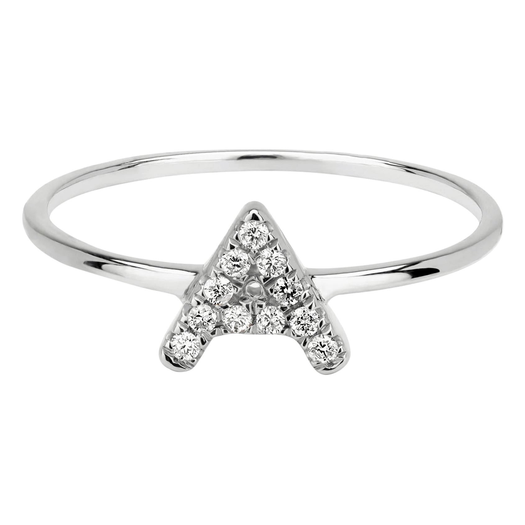 Luxle Alphabet A Diamond Ring in 18K Yellow Gold For Sale at 1stDibs