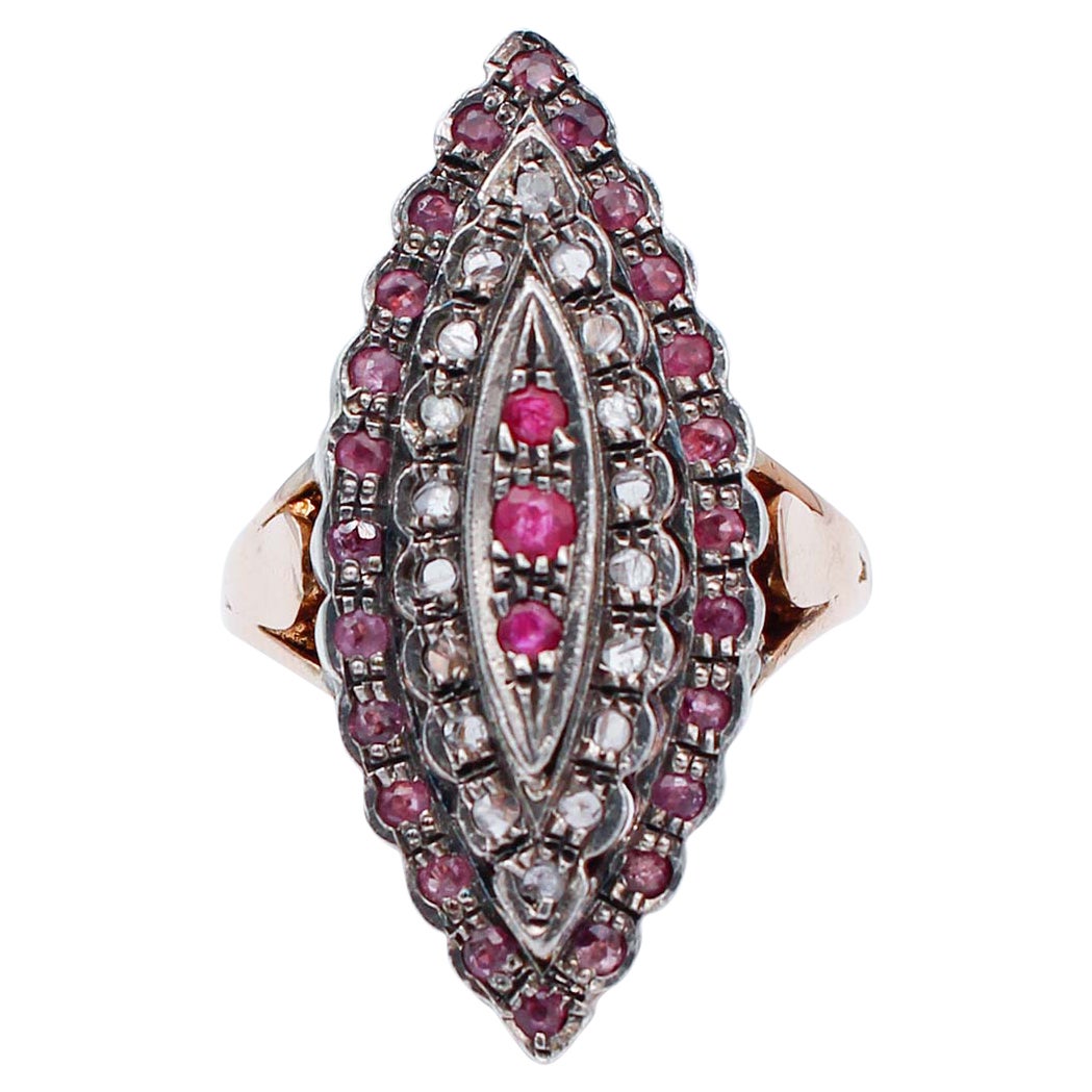 Antique Rose Gold Ruby Pearl Gypsy Ring London 1918 at 1stDibs | pearl ...
