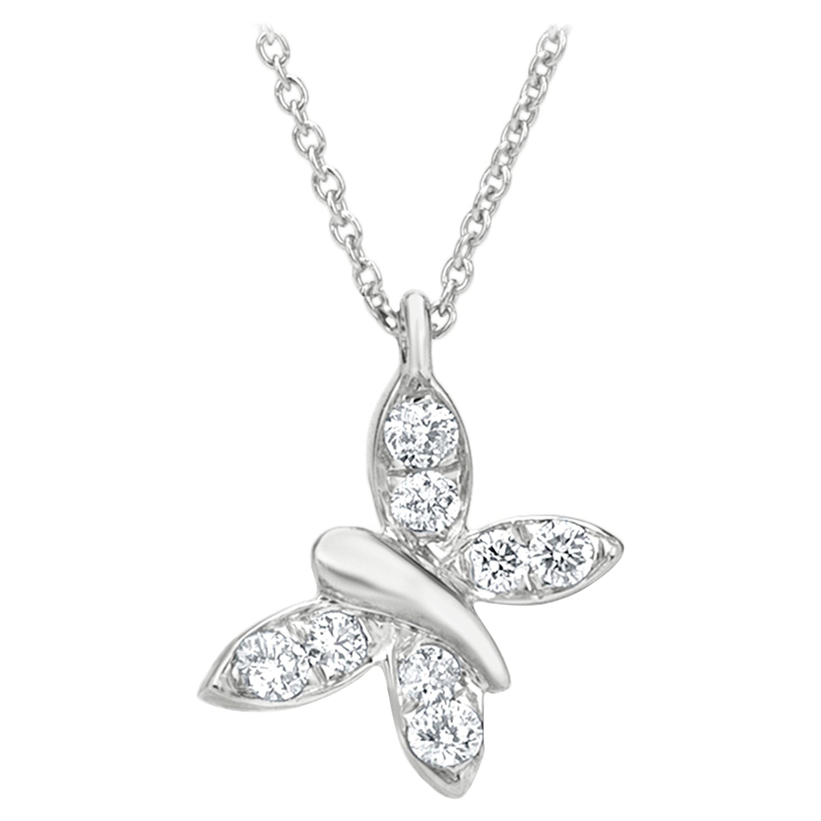 Jona White Diamond Gold Butterfly Pendant Necklace at 1stDibs