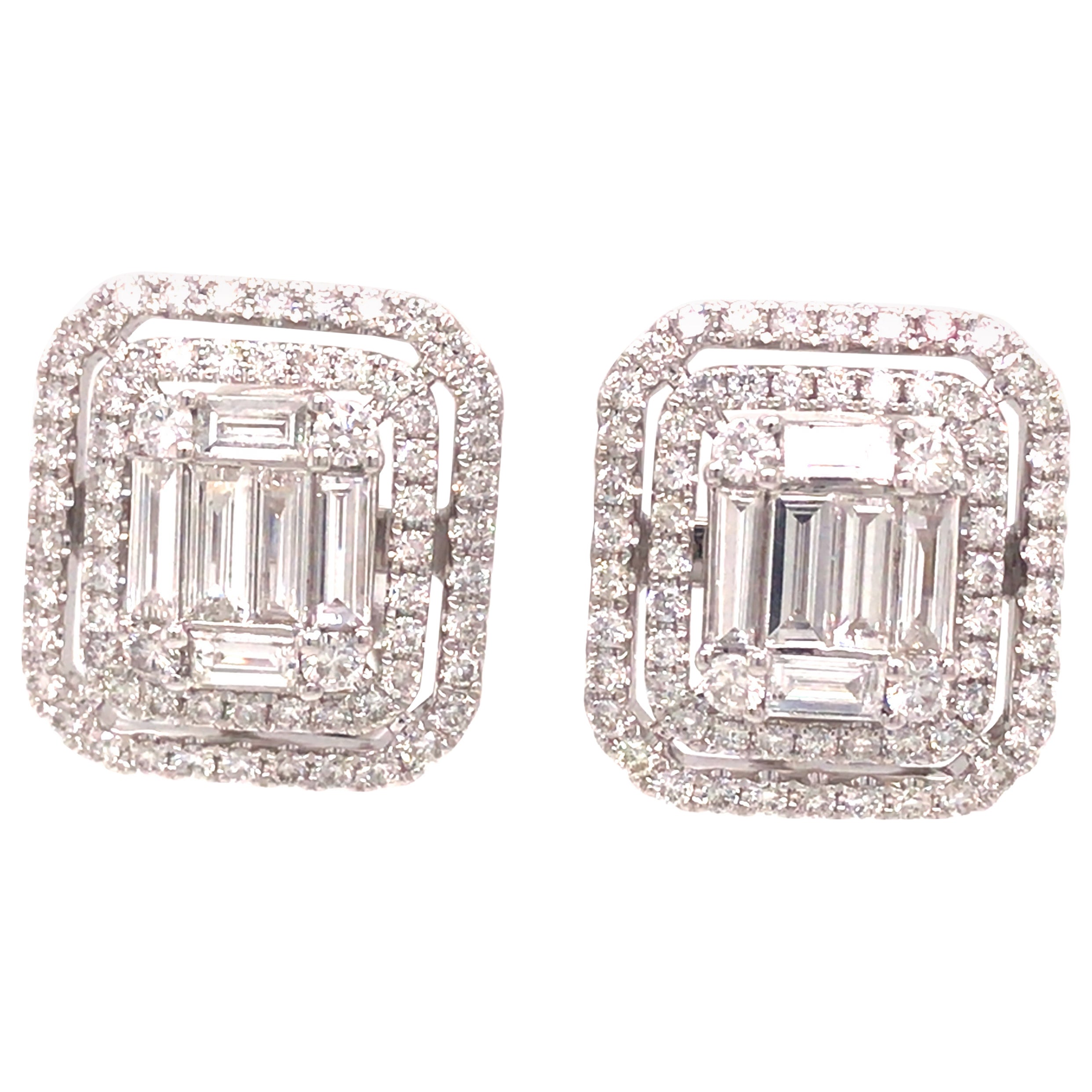 Cluster Diamond Stud Earrings at 1stDibs
