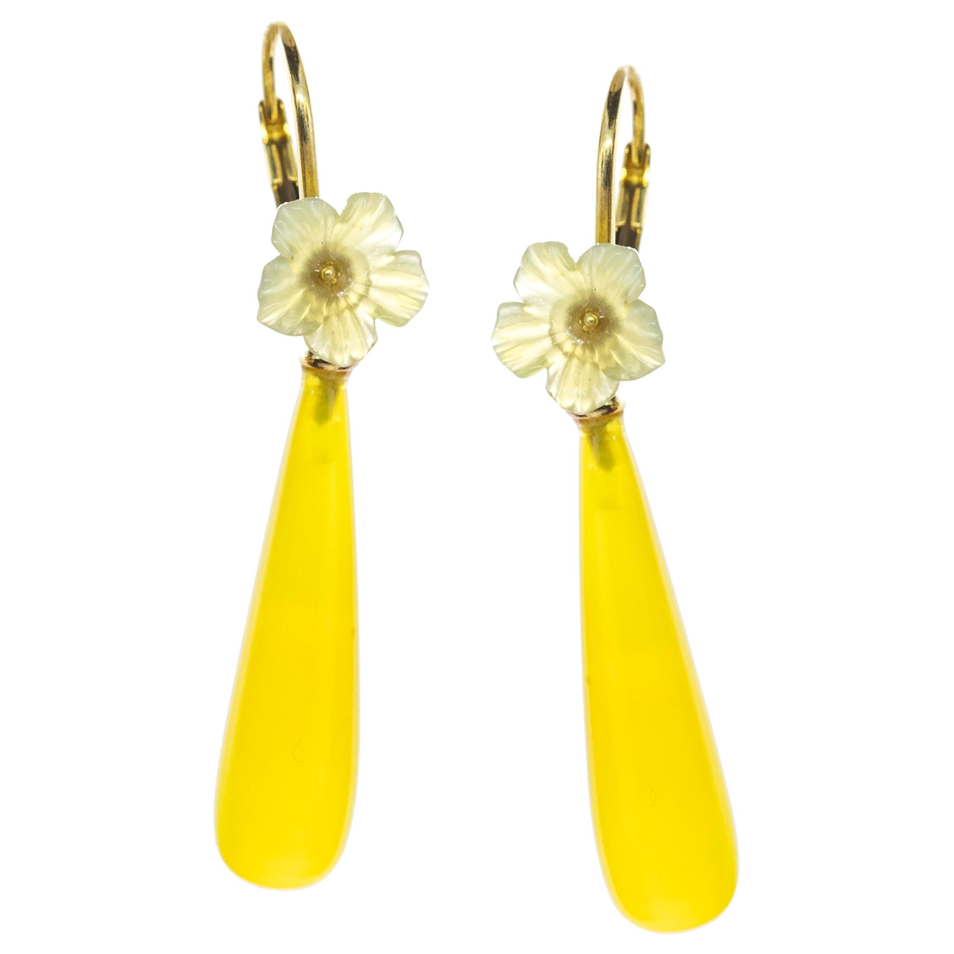 Modern Dendrite Agate Hematite 18 Karat Yellow Gold Earrings For Sale ...