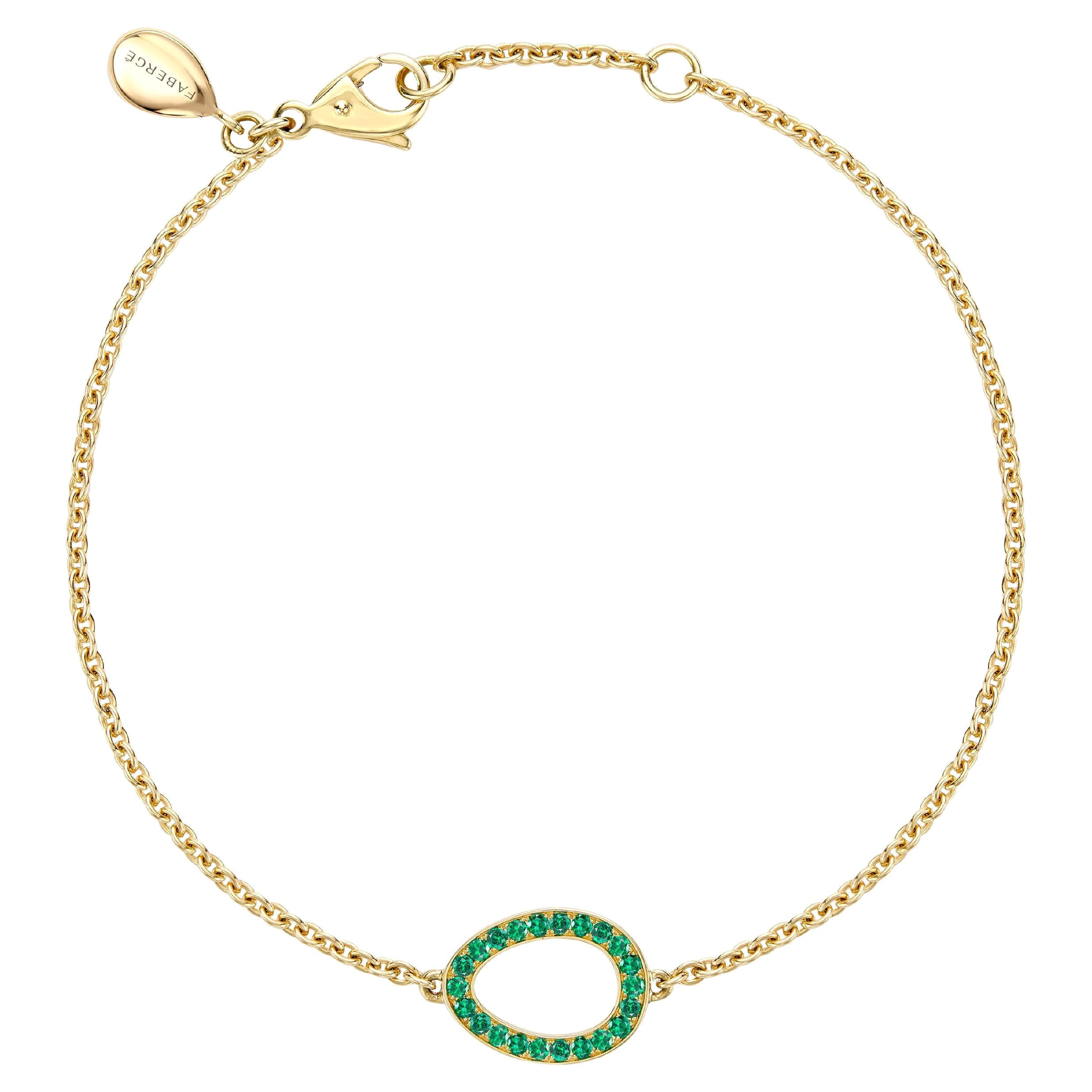 Fabergé Colours of Love Sasha Yellow Gold Emerald Egg Chain Bracelet ...