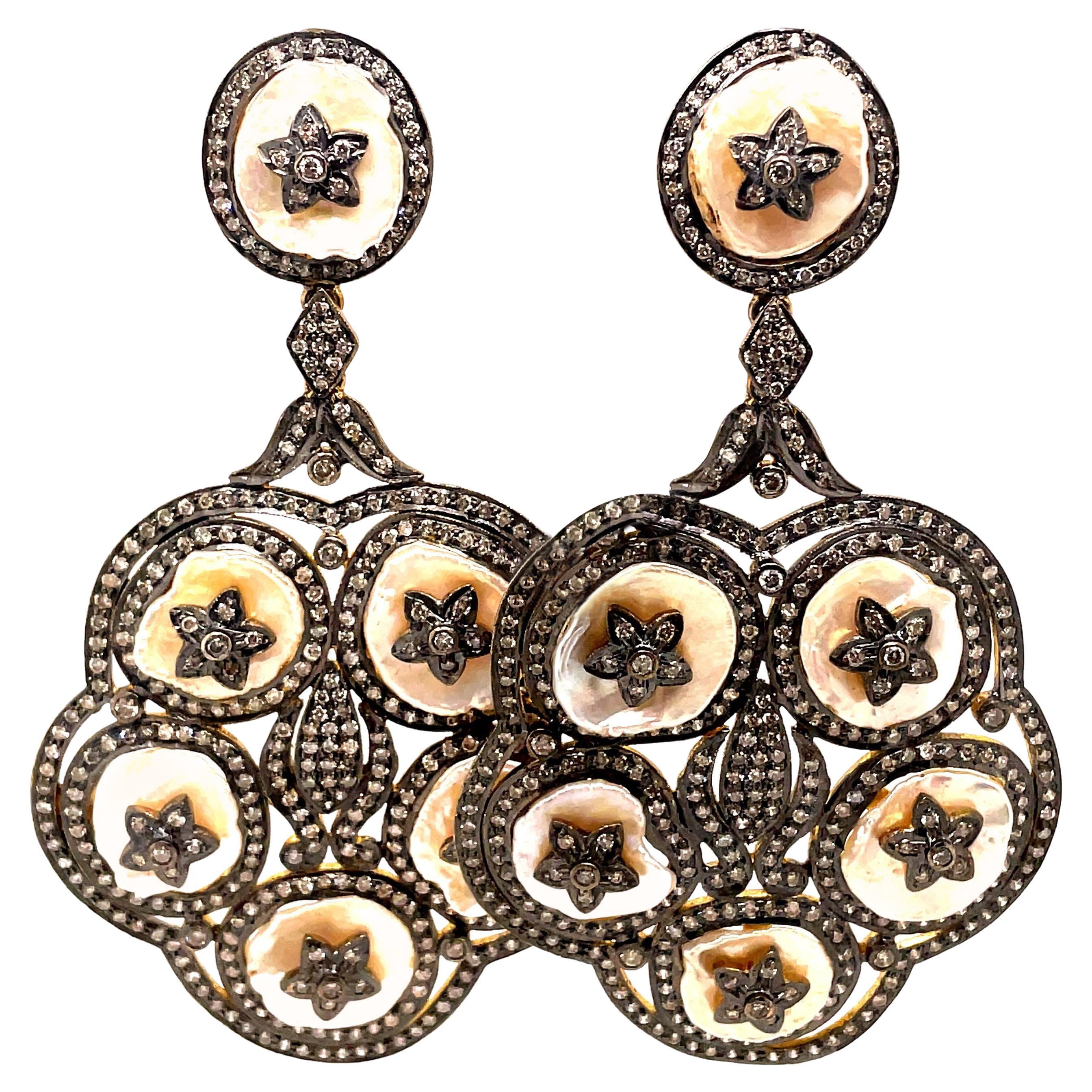 Victorian Ceylon Sapphire Diamond Natural Pearl Earrings at 1stDibs
