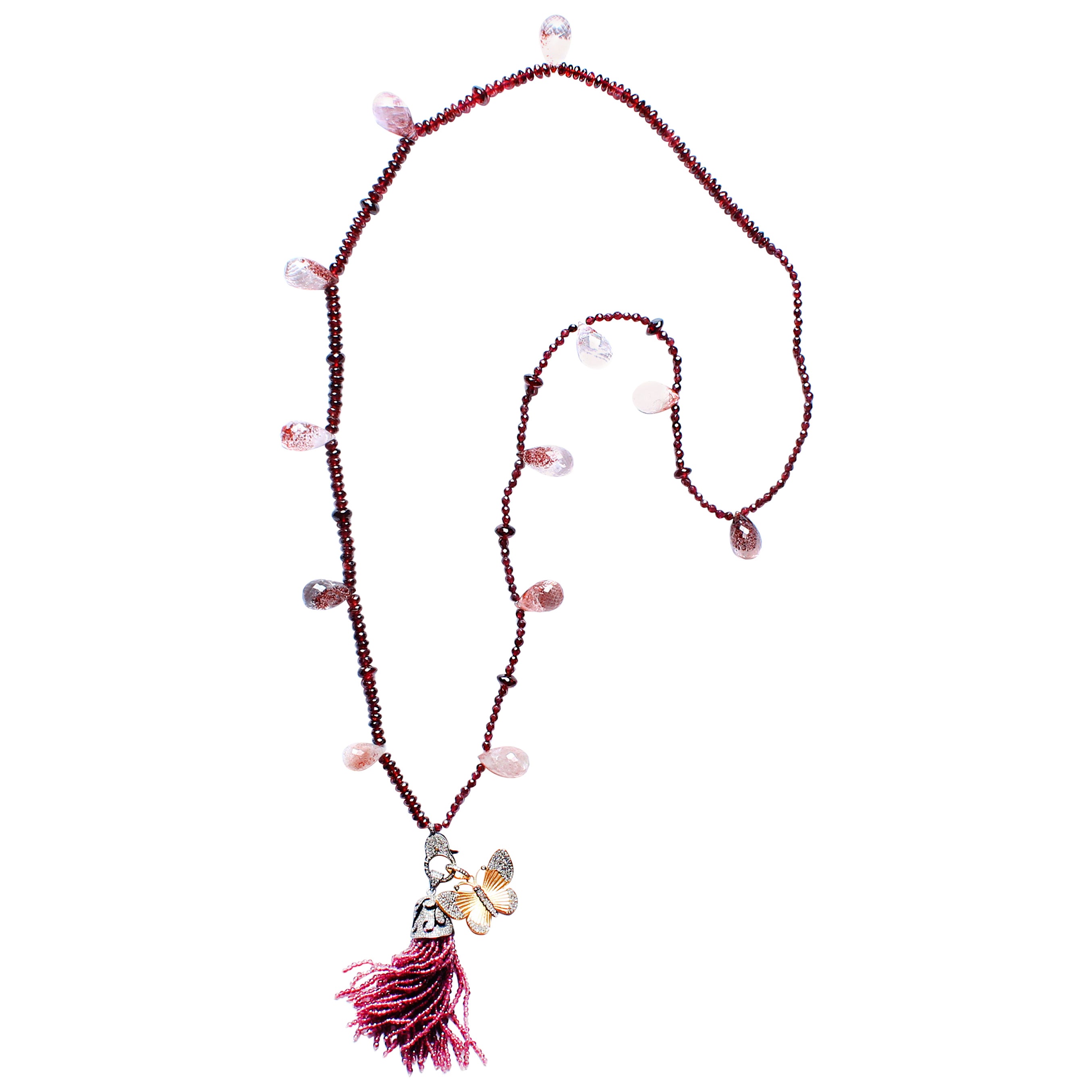 Clarissa Bronfman 14 Karat Gold Garnet Diamond Ruby Skull Ankh Rosary ...