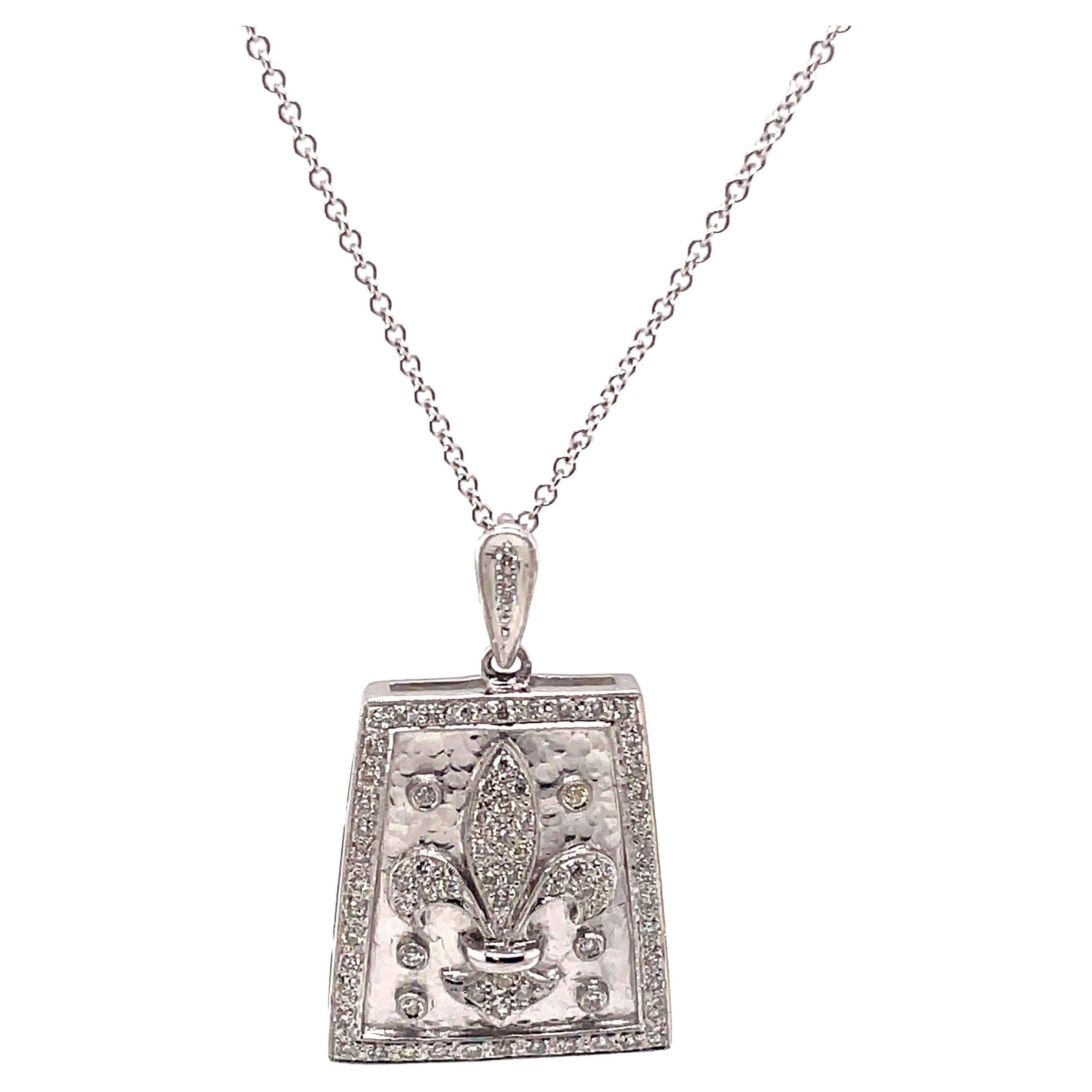 Stylized Fleur De Lis Drop Pearl Diamond Gold Pendant For Sale At 1stdibs