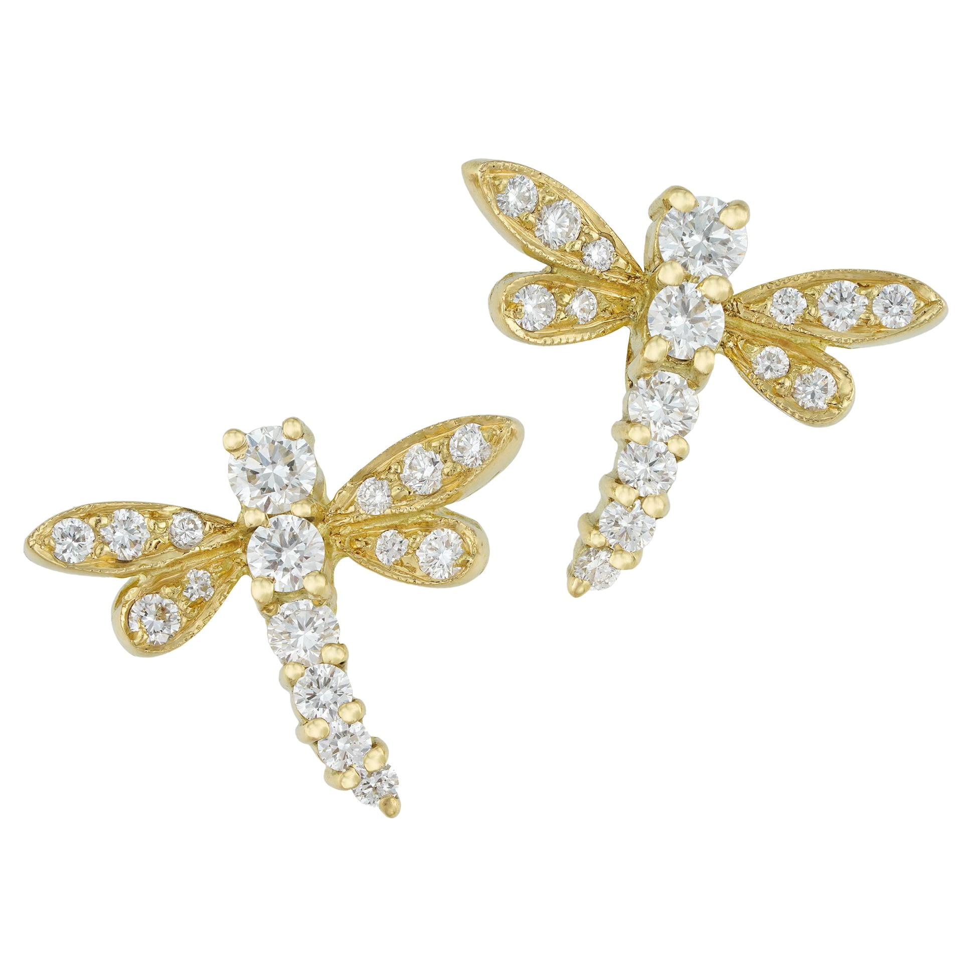 Pair of Diamond Dragonfly Earrings at 1stDibs