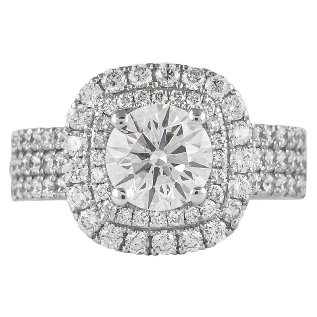 EGL Certified 3.60 Carat Round Diamond in a Halo Setting For Sale at ...