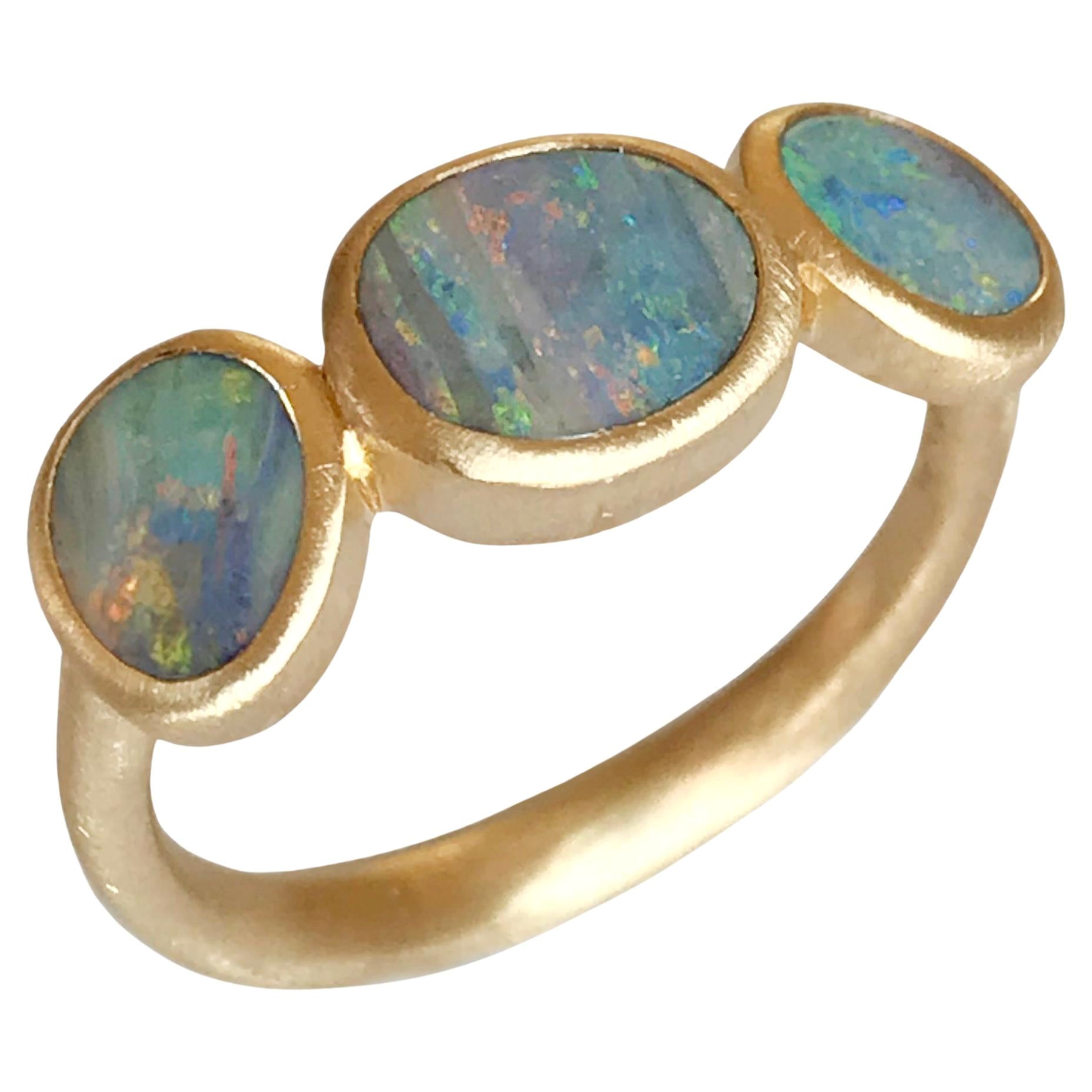 Dalben Rainbow Australian Boulder Opal Yellow Gold Ring at 1stDibs ...