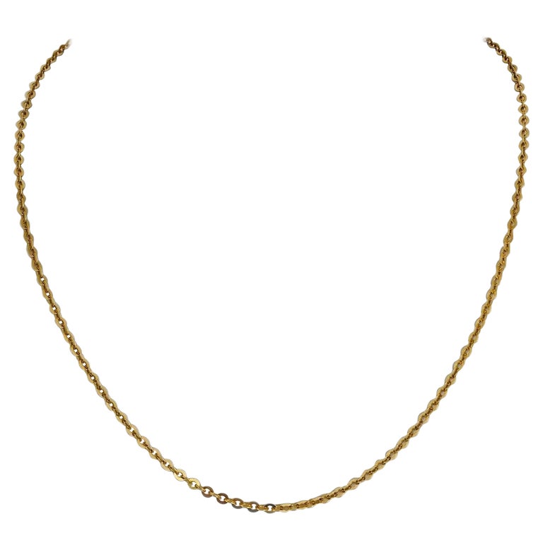 18 Karat Yellow Gold Solid Circle Cable Flat Link Chain Necklace Italy ...