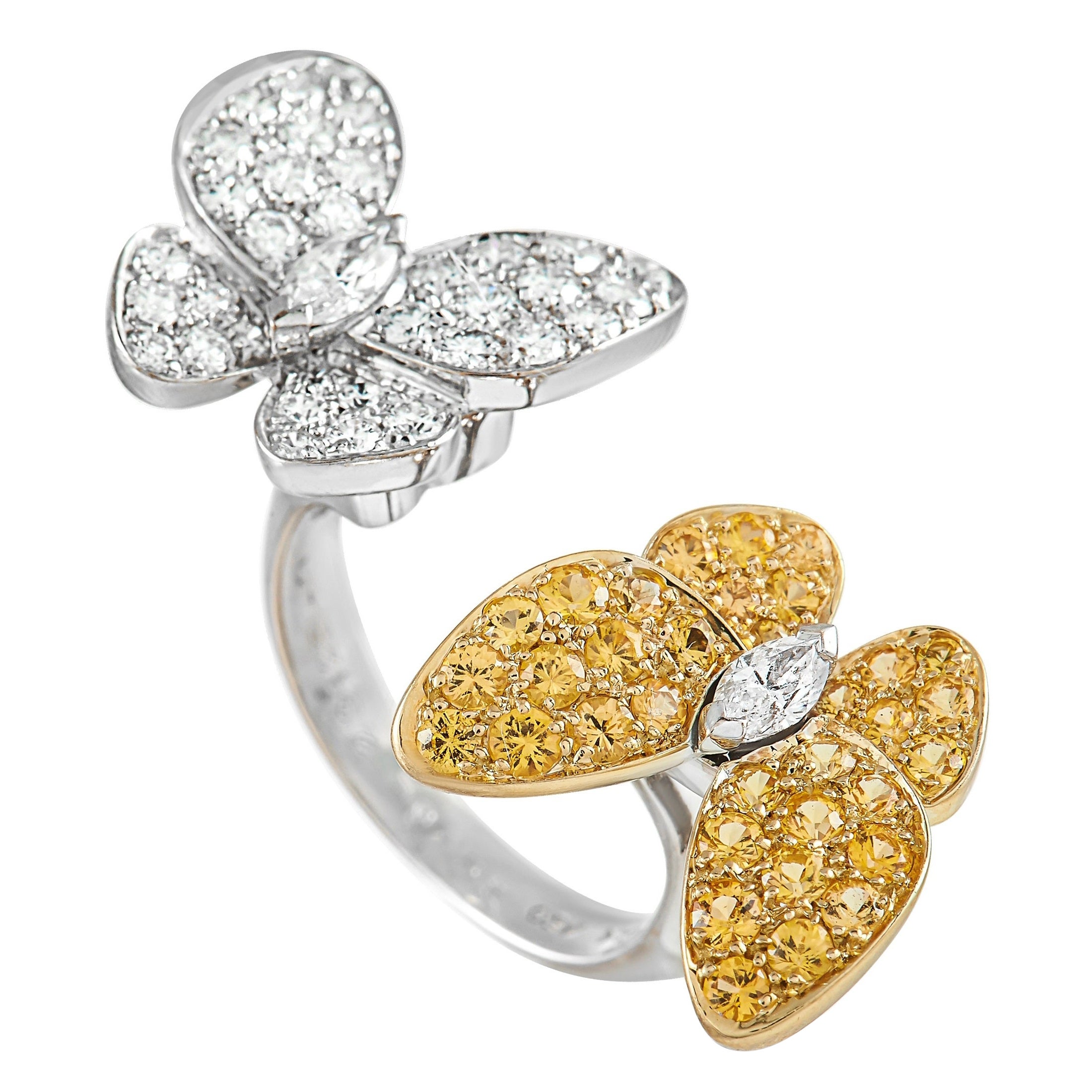 Van Cleef and Arpels 18K White Gold 0.99 ct Diamond and Sapphire ...