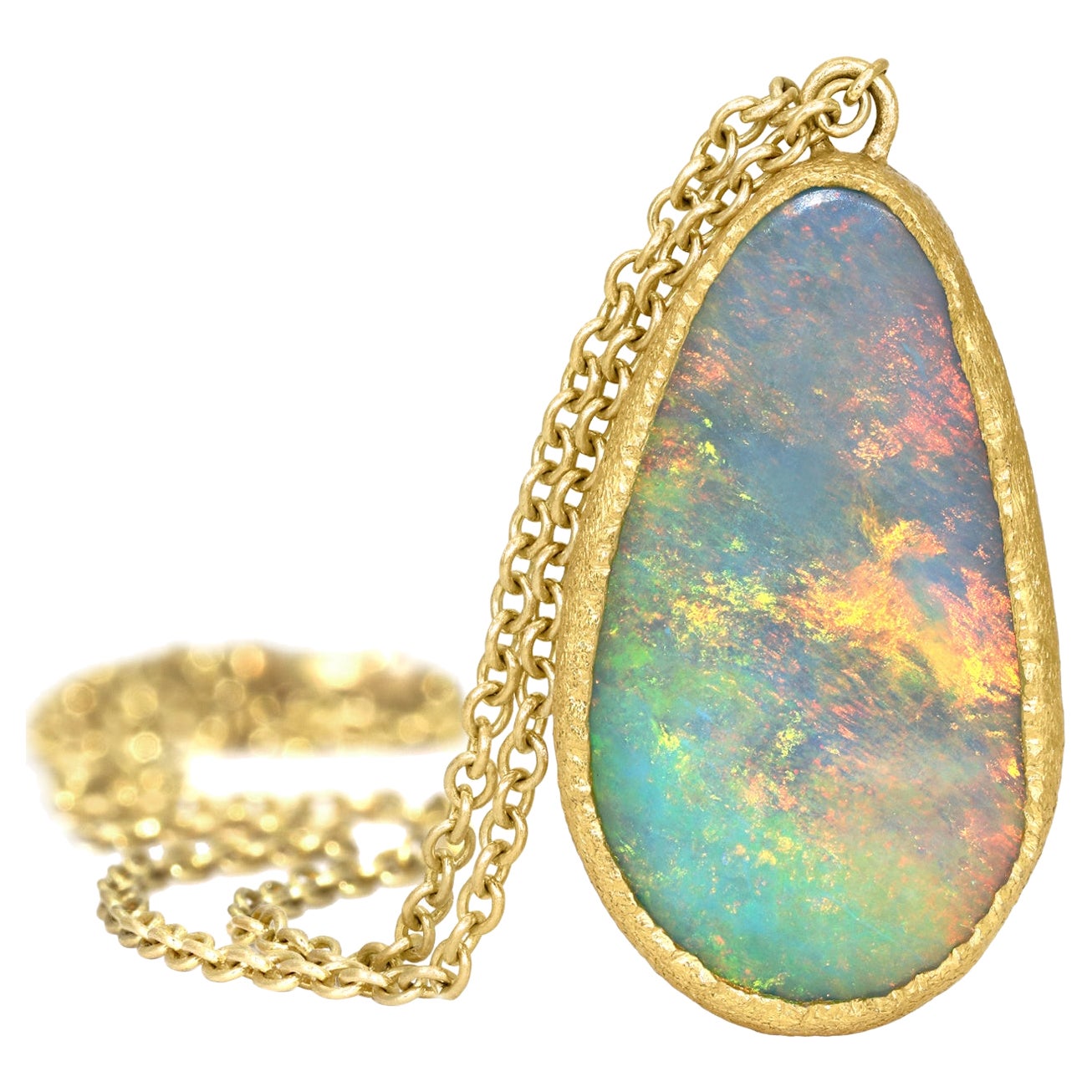 Petra Class Handmade Link Chain Australian Opal Doublet Gold Pendant ...