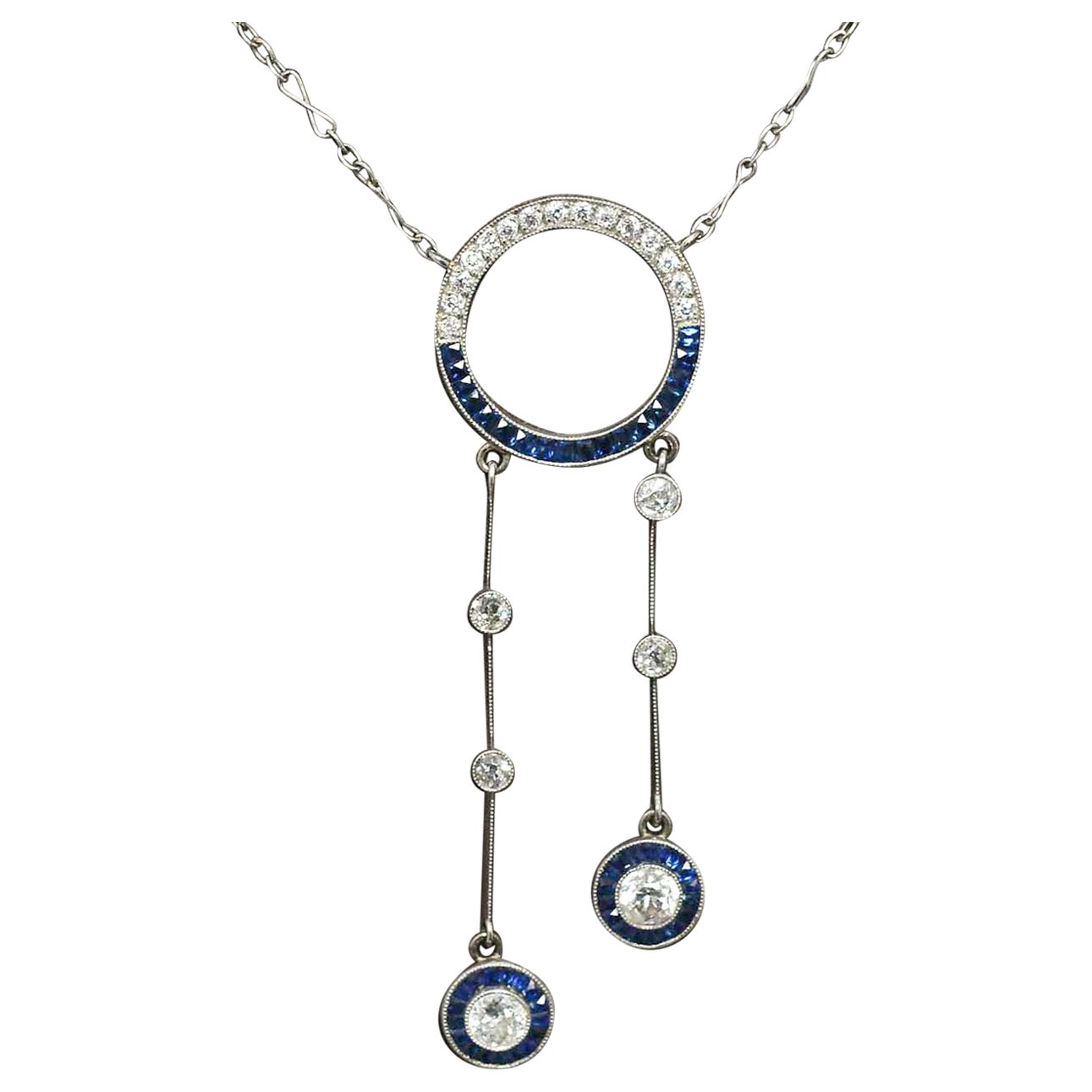 Edwardian Rare Australian Opal Drop Diamond Platinum Negligee Necklace ...