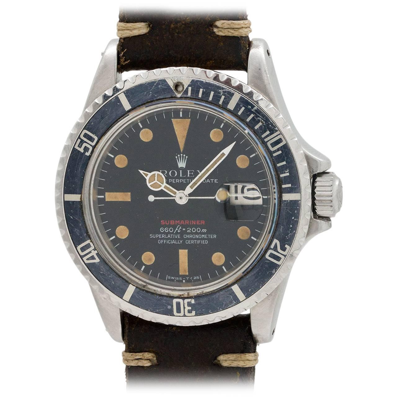 Rolex Stainless Steel Ghost Bezel Red Submariner Wristwatch Ref 1680 at ...