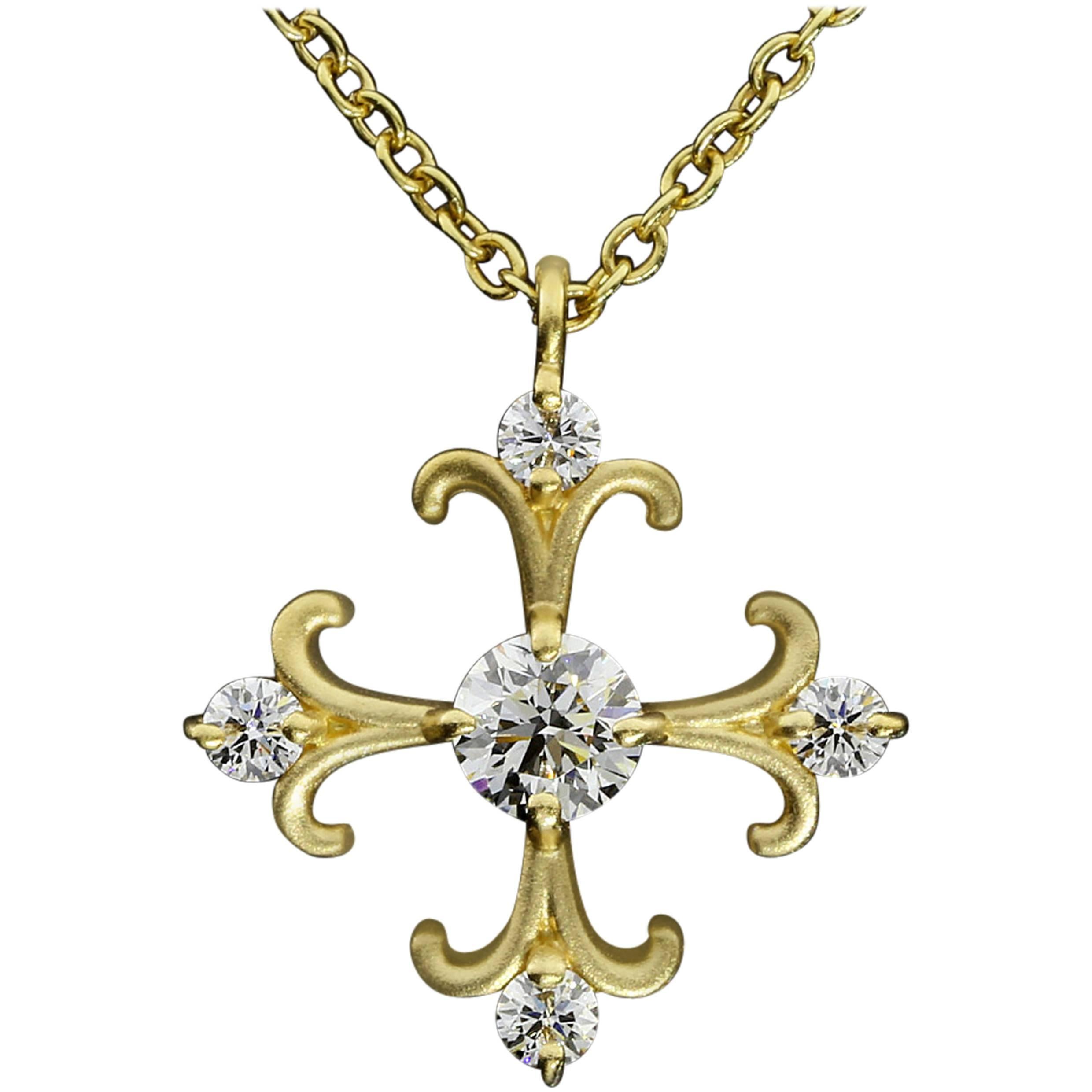 Hearts on Fire Fairy Tale Ideal Diamond Gold Cross Pendant at 1stDibs