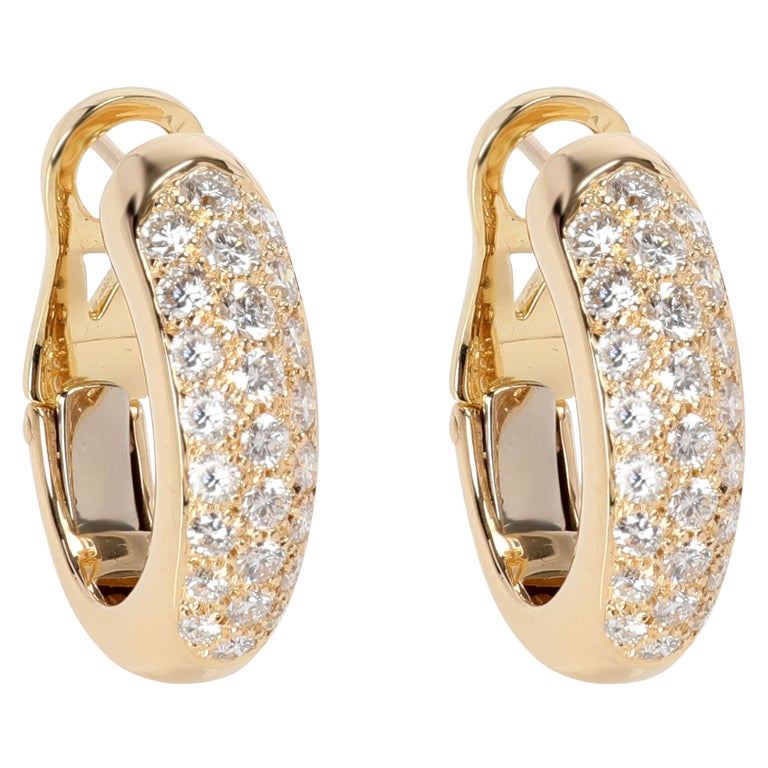 Cartier Mini Hoop Diamond Earrings in 18K Yellow Gold 1.40 CTW For Sale ...