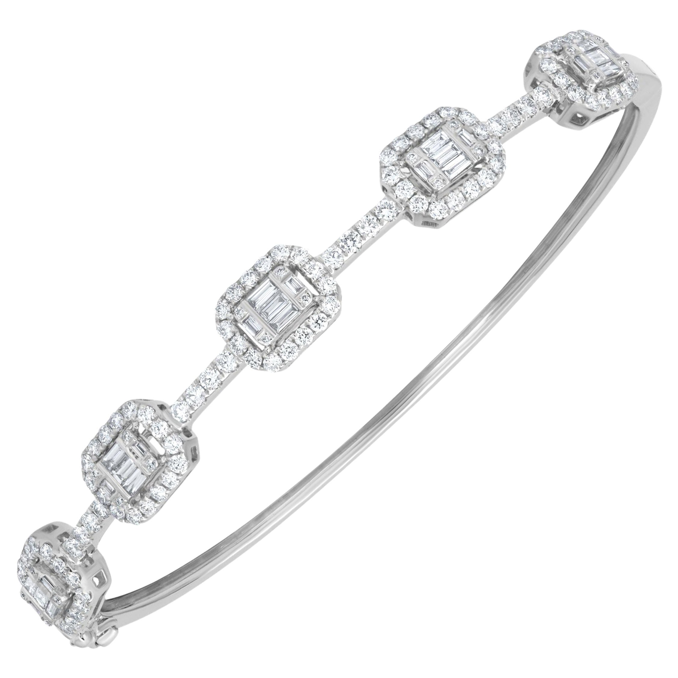 Luxle 1.48 Ct. T.W. Diamond Frames Bangle Bracelet in 18K Rose Gold For ...