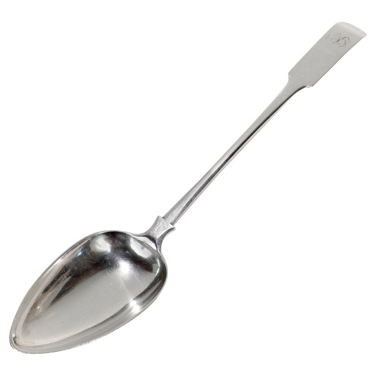 Antique Scottish Fiddle Handle Sterling Silver Stuffing Spoon by John ...