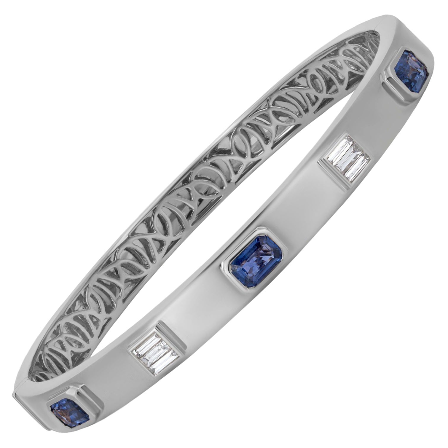 Purple Sapphire, Ruby, Blue Sapphire, Diamond Lizard Bangle in 18k ...