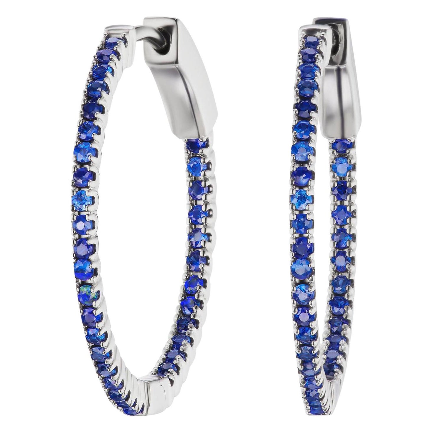 Gemistry 1.52 Carat. T.W. Blue Sapphire Inside-Outside Hoop Earrings in ...
