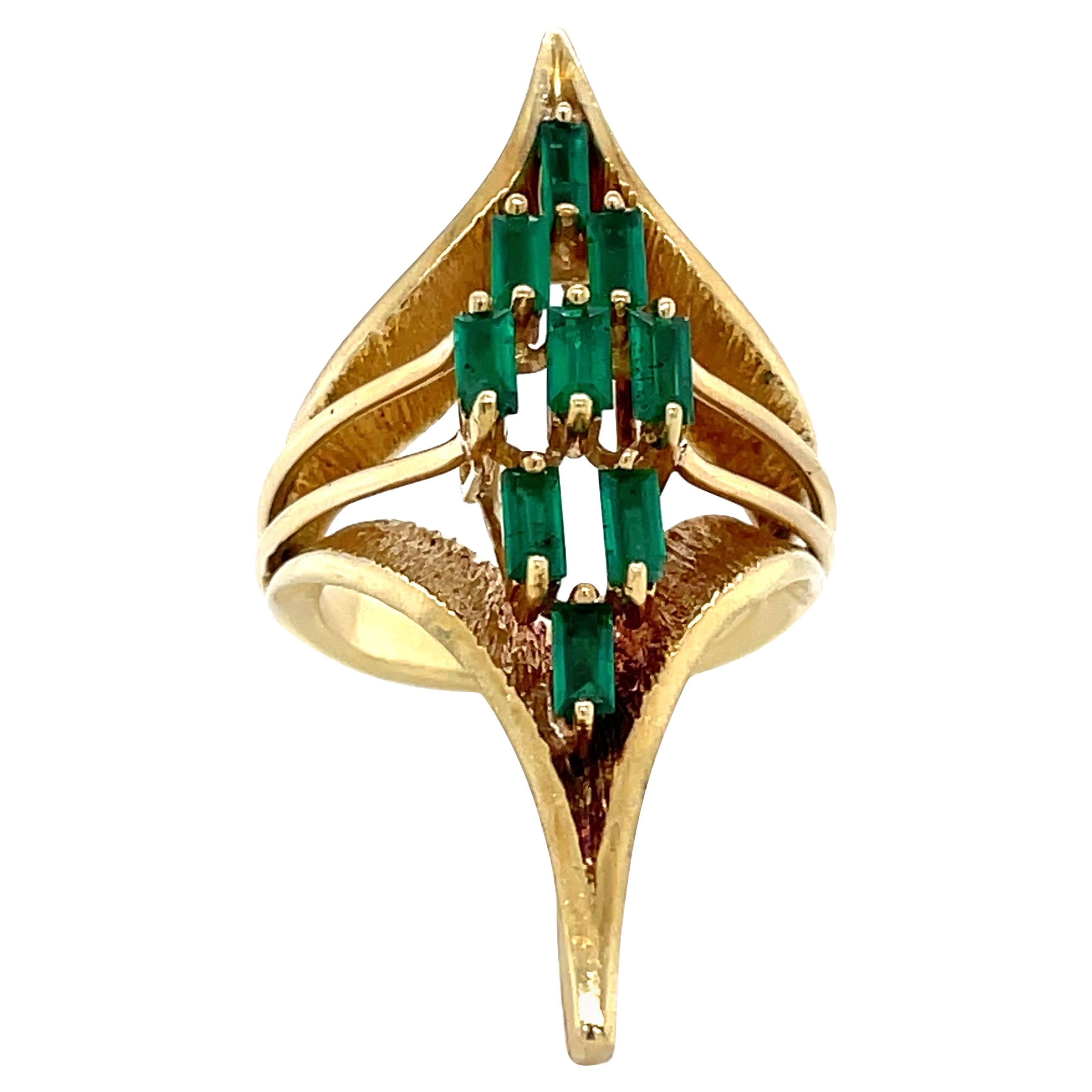 18 Karat Yellow Gold Chatham Emerald Crystals Ring with Diamonds at ...