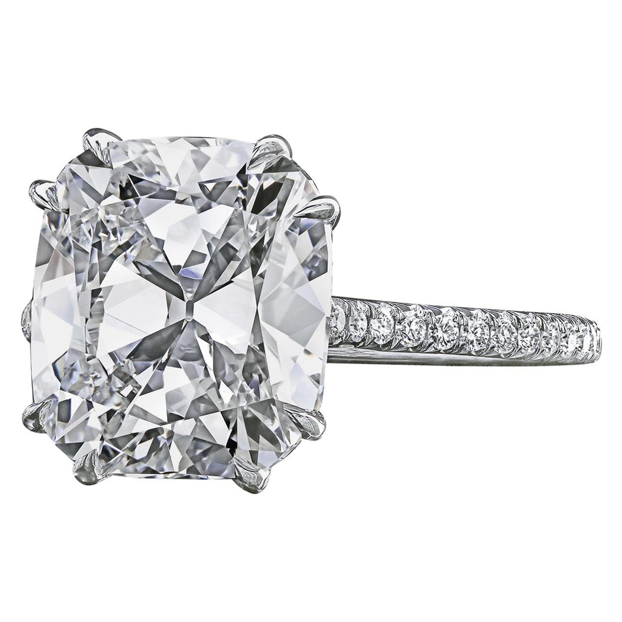 Leon Megé Custom Made Antique Cushion Diamond Engagement Micro Pave ...