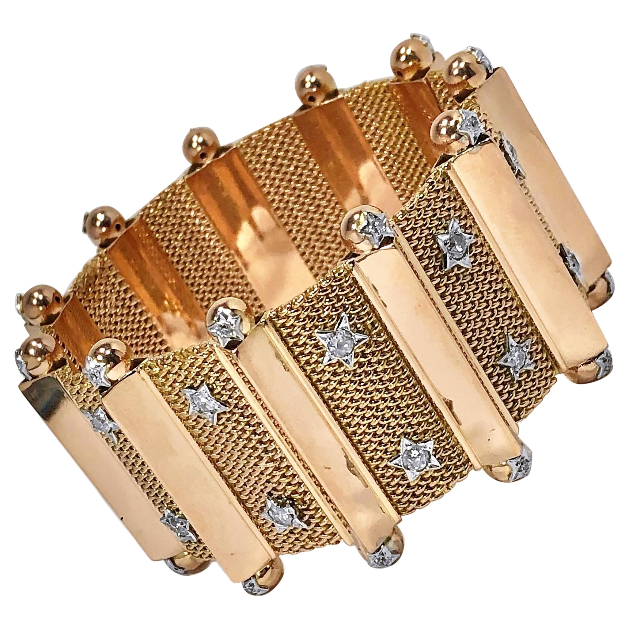 Retro Diamond and Rose Gold Bracelet at 1stDibs