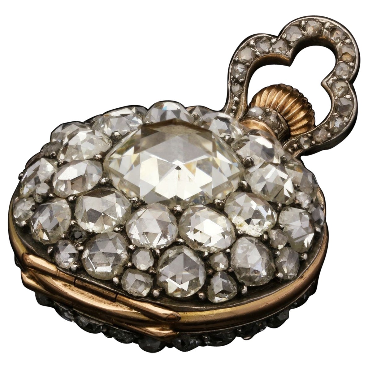 Signed Abraham Colomby Georgian Verge Watch Rose Cut Diamond 20 Karat ...