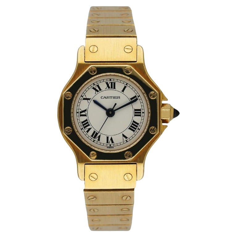 Cartier Santos Octagon 18k Yellow Gold Ladies Watch at 1stDibs