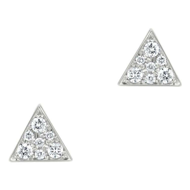 Luxle Triangle Diamond Stud Earrings in 18K White Gold For Sale at 1stDibs