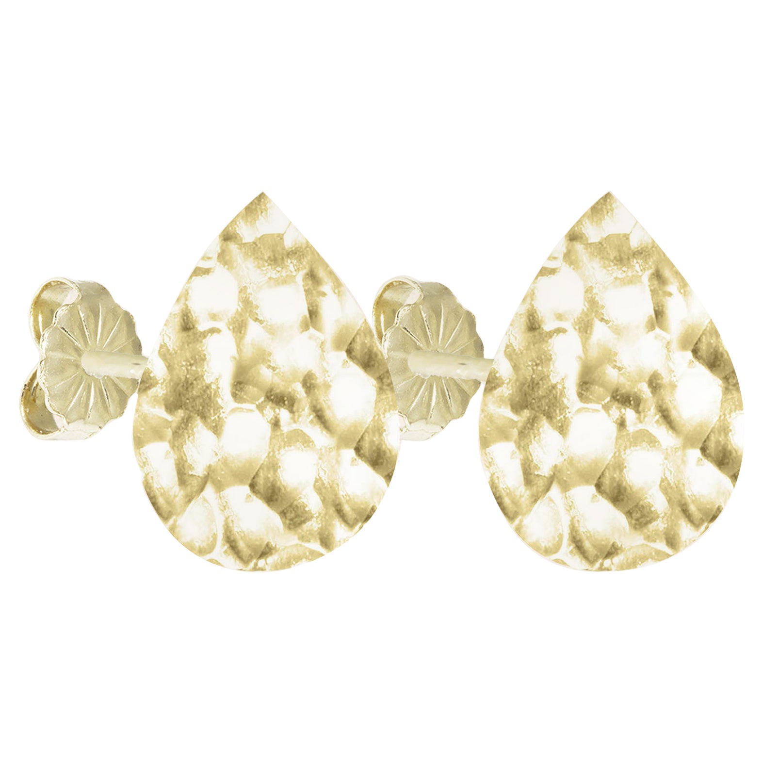 Forged Round Gold 14k Stud Earrings For Sale at 1stDibs