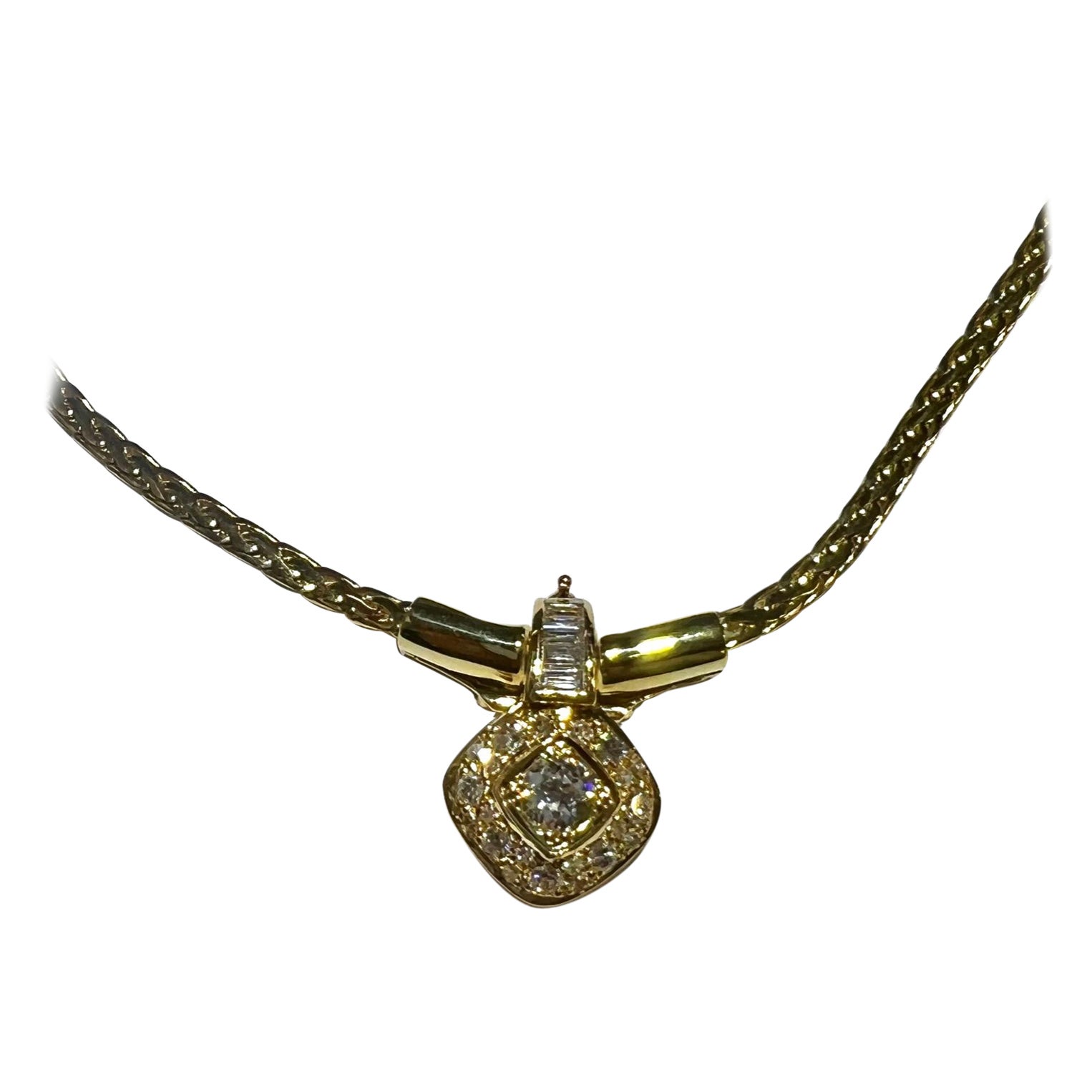 Cassis 18K Yellow Gold and Diamond Cross Pendant Suspended from 18 ...