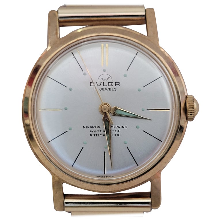 Buler Watch 1950s Working Stainless Steel Model #1197 17 Jewel Swiss ...