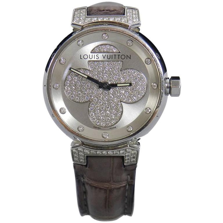 Louis Vuitton Lady's Stainless Steel Diamond Tambour Forever Wristwatch ...