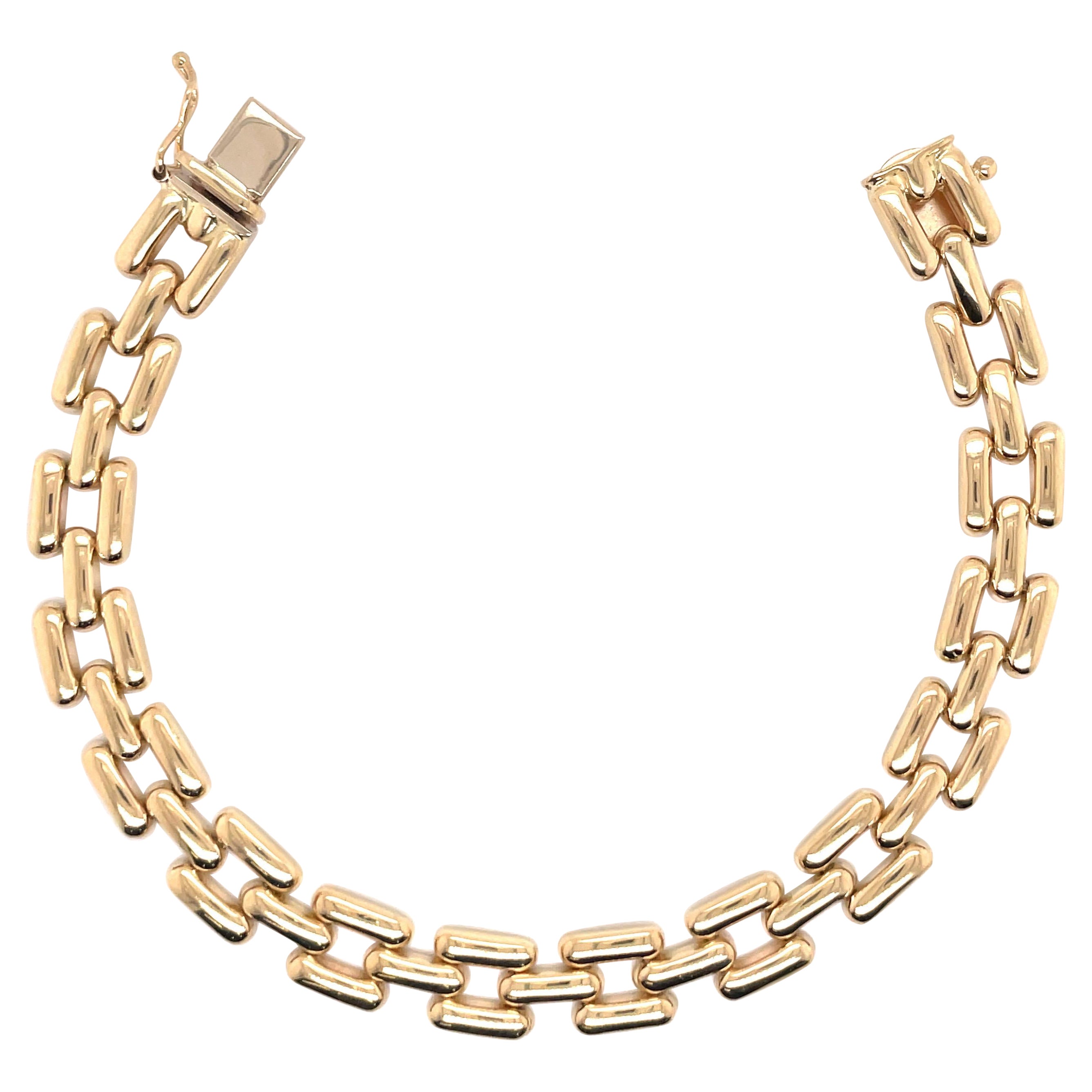 18 Karat Yellow Gold Link Bracelet 61.9 Grams For Sale at 1stDibs