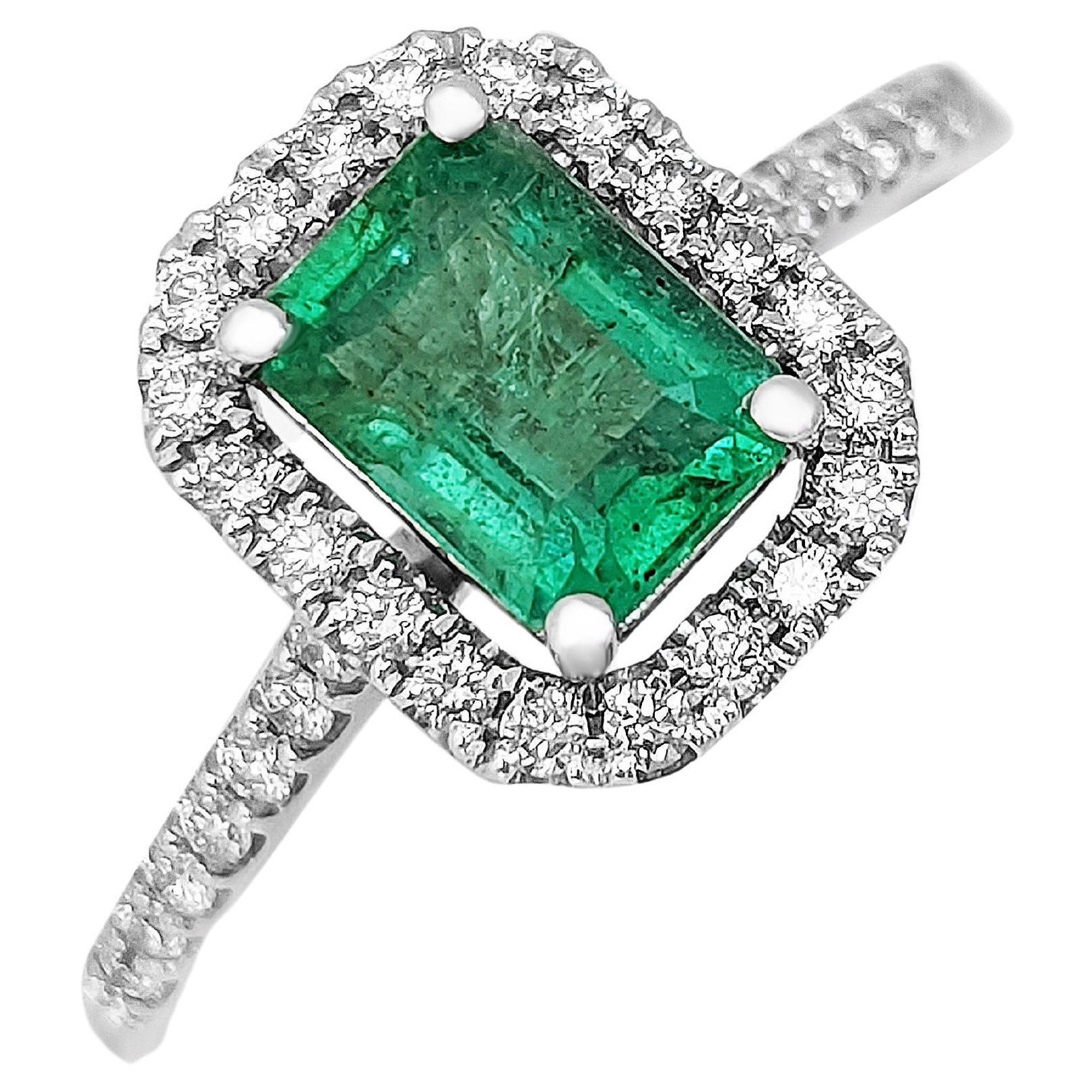 0.30 Carat Emerald Diamond Gold Ring For Sale at 1stDibs