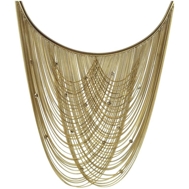 Gold and Diamond Waterfall Necklace at 1stDibs